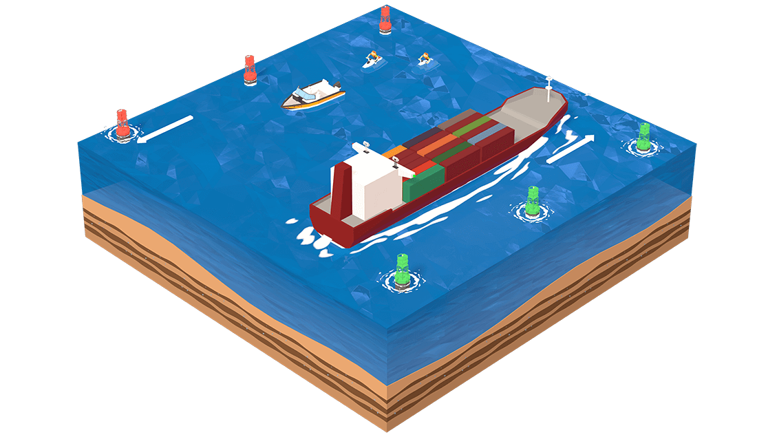 Narrow channel - Shipping lanes - Approaching large vessel
